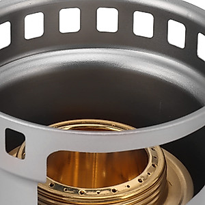 Alcohol Stove, Portable Aluminium Alloy Spirit Burner Easy to Hollow Bracket Sealing Ring with Storage Bag for Teapots(Grey)