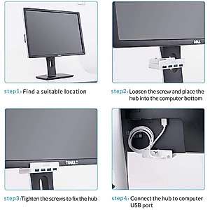 ORICO USB 3.0 Hub Clamp Adapter, Aluminum 4-Port USB Splitter with Extra Power Supply Port and 4.92 FT USB Data Cable, Ultra-Portable USB Expander for 2021 iMac/Laptop/PC