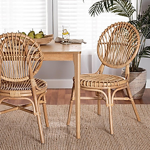 Bali & pari Iris Modern Bohemian Natural Brown Rattan Dining Chair