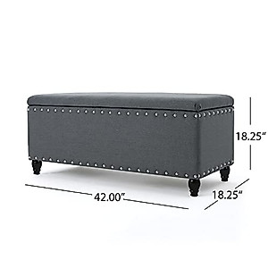 Christopher Knight Home Tatiana Fabric Storage Ottoman, Charcoal