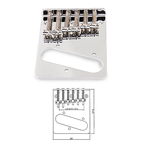 Metallor Guitar Bridge Vintage Style Top Loader Bridge 6 Saddles Compatible with Tele Telecaster Style Electric Guitar Parts Replacement Chrome.