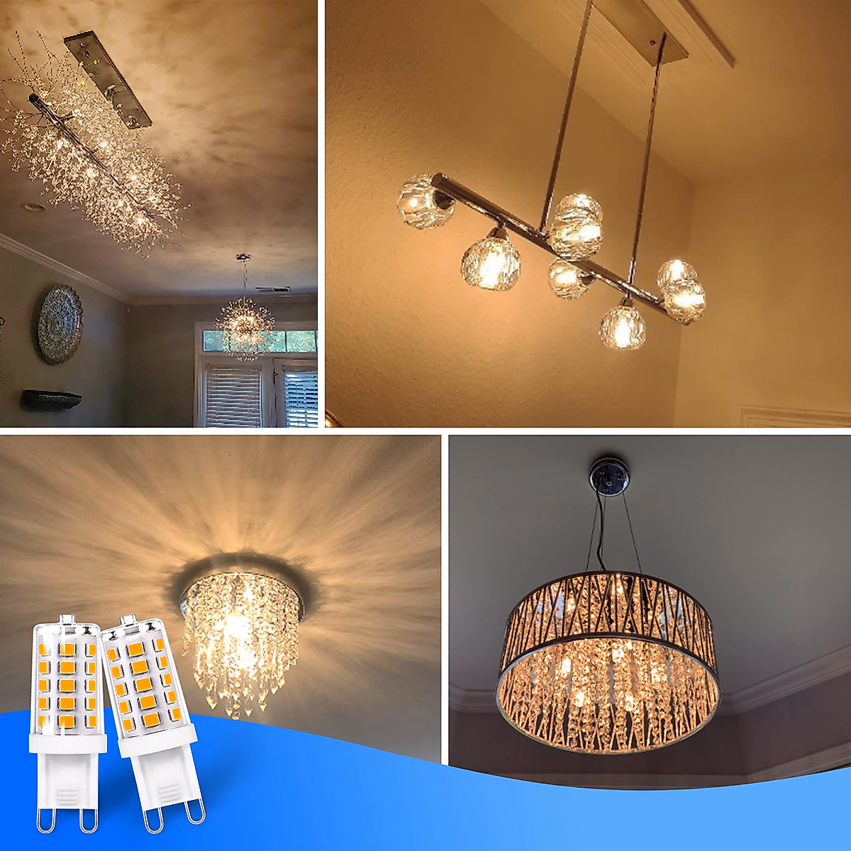 Heifymi G9 LED Bulb Dimmable 5W 2700K Soft Warm White, Replace G9 40 Watt Halogen Equivalent, AC120V G9 Bipin Base LED Bulbs for Chandelier Light, 0-100% Dimmable, No Flicker, 400LM(6pack)