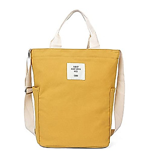 CENTER Canvas Tote Bag Beach Bags for Women Shoulder Bag Utility Tote Shoulder Bag Casual Work School Shopper (yellow)