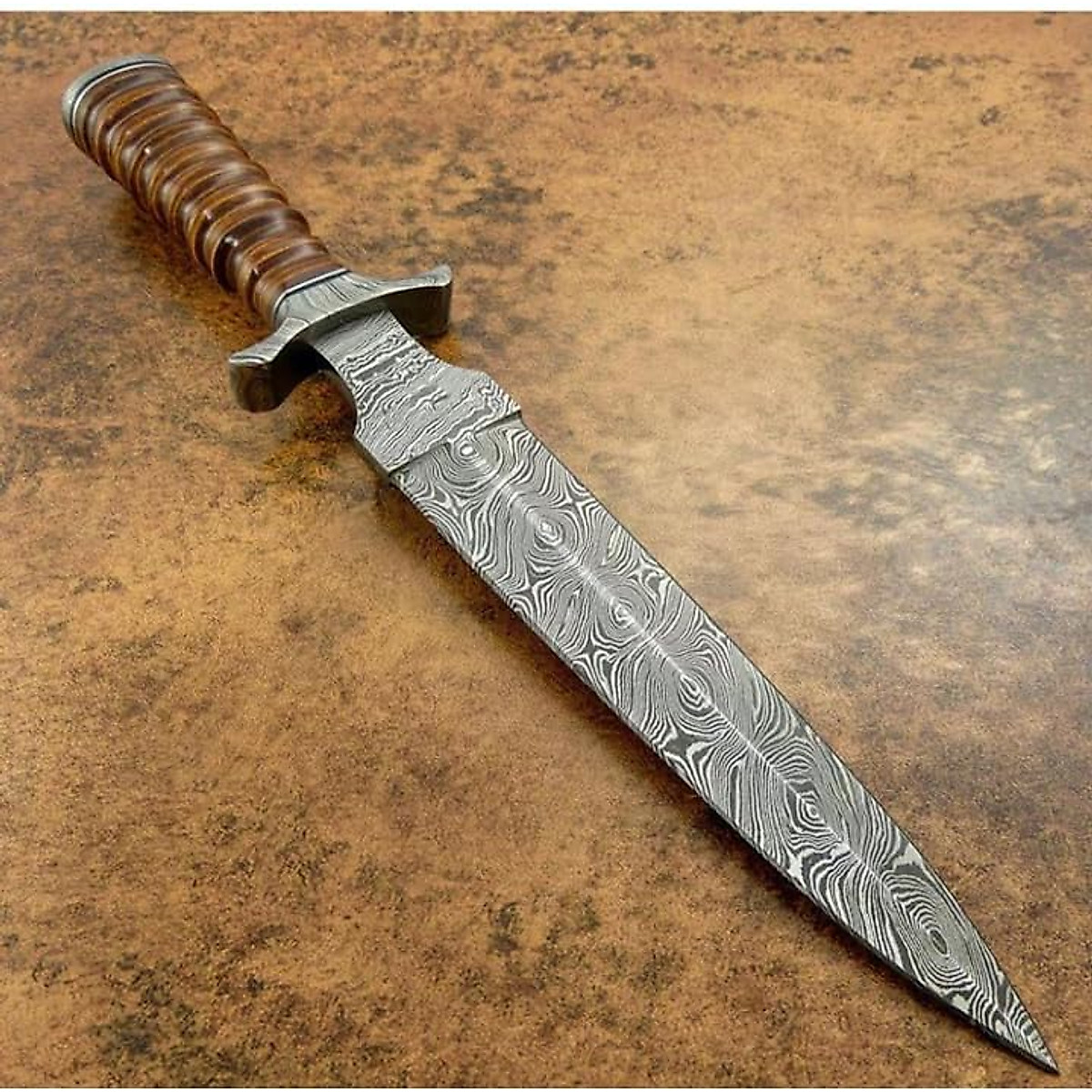 MJ KNIVES - Damascus Handforged Knife, Rose Wood Handle Knide, Outdoor, Camping knife, Survival knife, viking knife,gift for men with leather sheath.