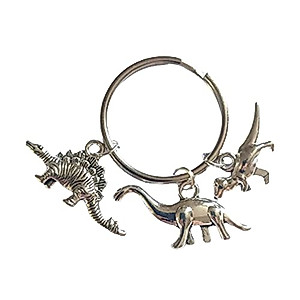 Stegosaurus Keychain, Cool Dinosaur Jewelry, Brontosaurus Dinosaur Keyring, Steampunk