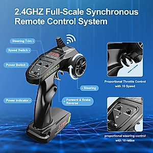 DEERC Remote Control Car High Speed RC Cars for Kids Adults 1:16 Scale 40 KM/H 4WD Off Road Monster Trucks,2.4GHz All Terrain Toy Trucks with 2 Rechargeable Battery