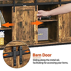 Yaheetech Rustic TV Stand with 2 Storage Cabinets for 55 Inch TV, Entertainment Center with Sliding Barn Doors & Height Adjustable Shelves, TV Console for Living Room