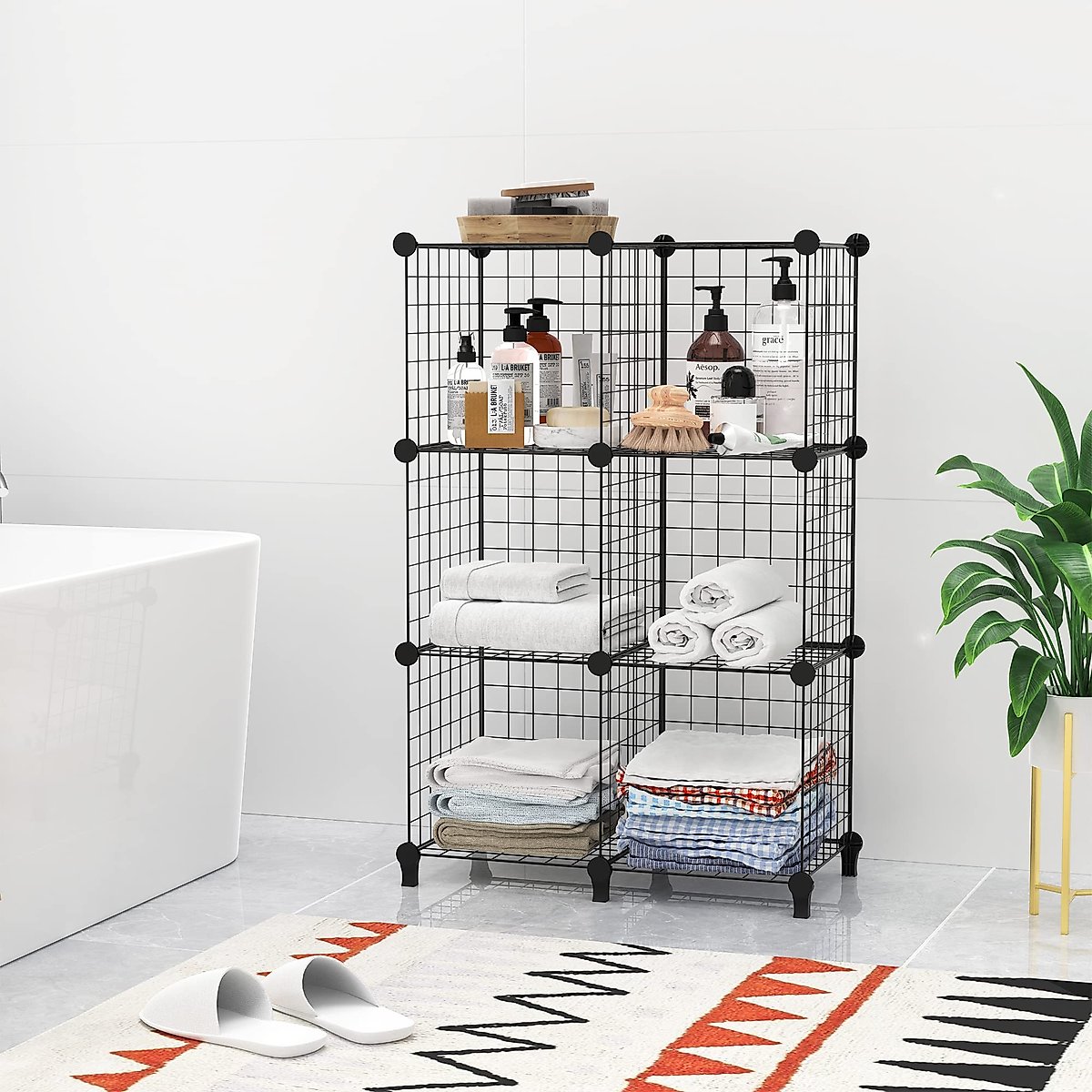 HOMIDEC Cube Storage, Storage Shelves 9 Cube Bookshelf Bookcase Closet Organizer and Storage Wire Storage Cube Multi-Use DIY Storage Cube Shelf for Books, Toys, Clothes, Tools