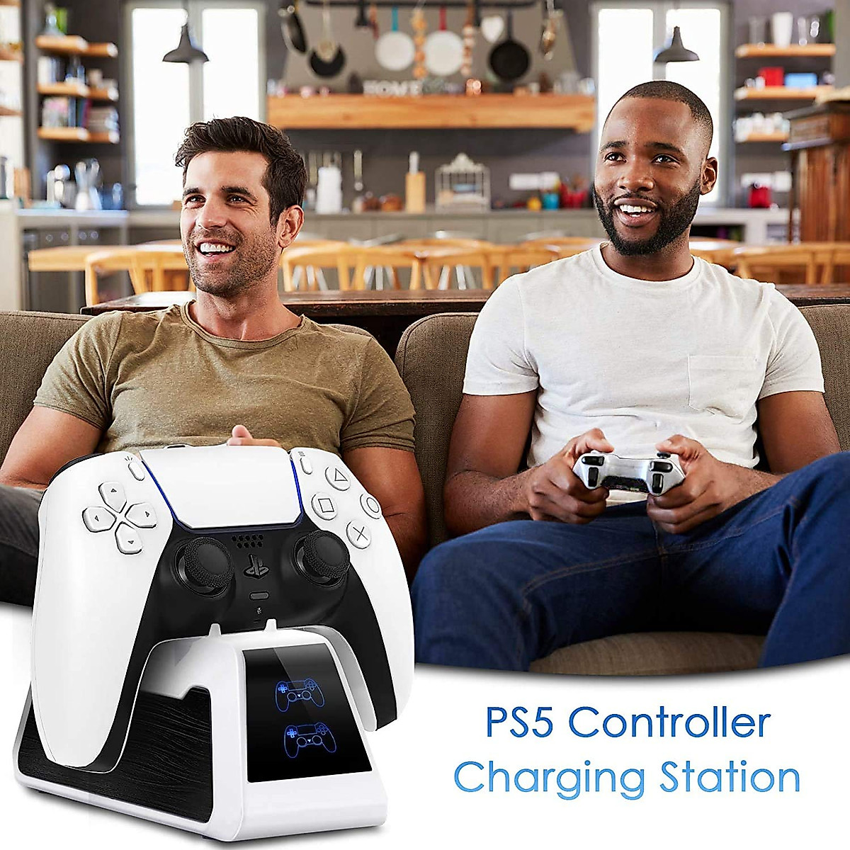 PS5 Controller Charger Station, Click-in PS5 DualSense Controller Charger, Fast Charging Dock Compatible with Sony Playstation 5, Dual USB Type C PS5 Charger Stand with LED