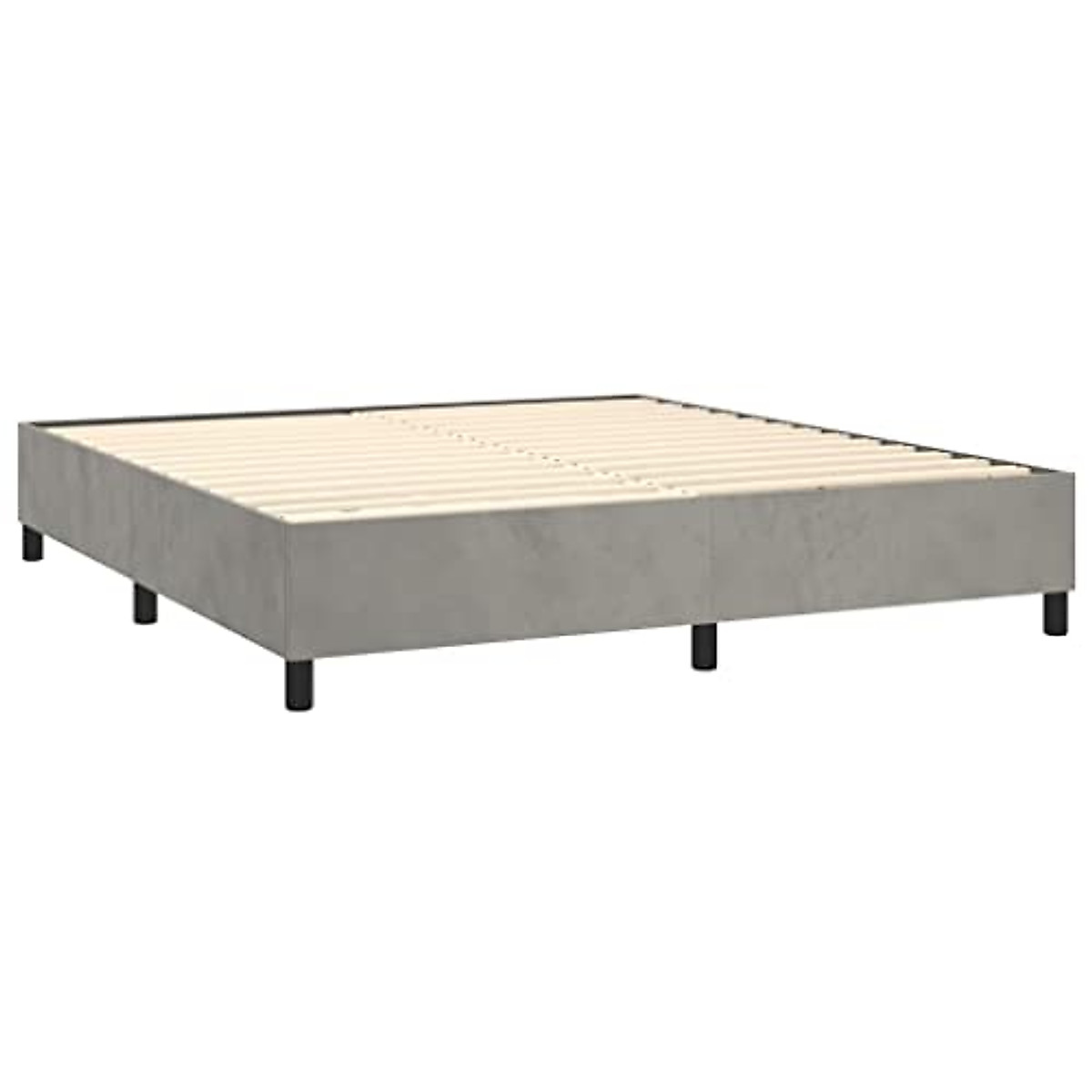 vidaXL Box Spring Bed Frame Home Indoor Bed Accessory Bedroom Upholstered Double Bed Base Furniture Light Gray 76"x79.9" King Velvet