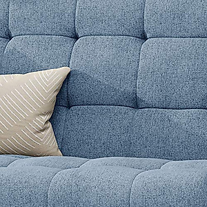 54" Blue and Brown Contemporary Hand Crafted Loveseat