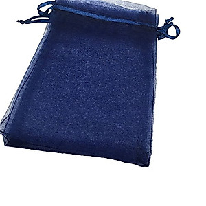 COTOSEY Sosam 100PCS 3x4 Inches Organza Drawstring Pouches Jewelry Party Wedding Favor Gift Bags (3x4, Navy Blue)