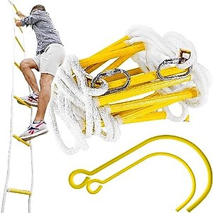 ISOP 3-Story Escape Ladder for Homes 25ft | Flame Resistant Rescue Rope Ladder with Hooks | Fire Escape Ladder for Third Story Windows | Weight Capacity up to 1500 Pounds