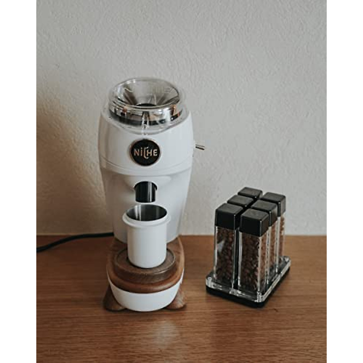 Normcore 6 Tubes Coffee Bean Cellars with Stand & Hopper - Single Dose Coffee Bean Vaults - Espresso Bean Storage Set - One-Way Exhaust Valve - Capacity 25-28g