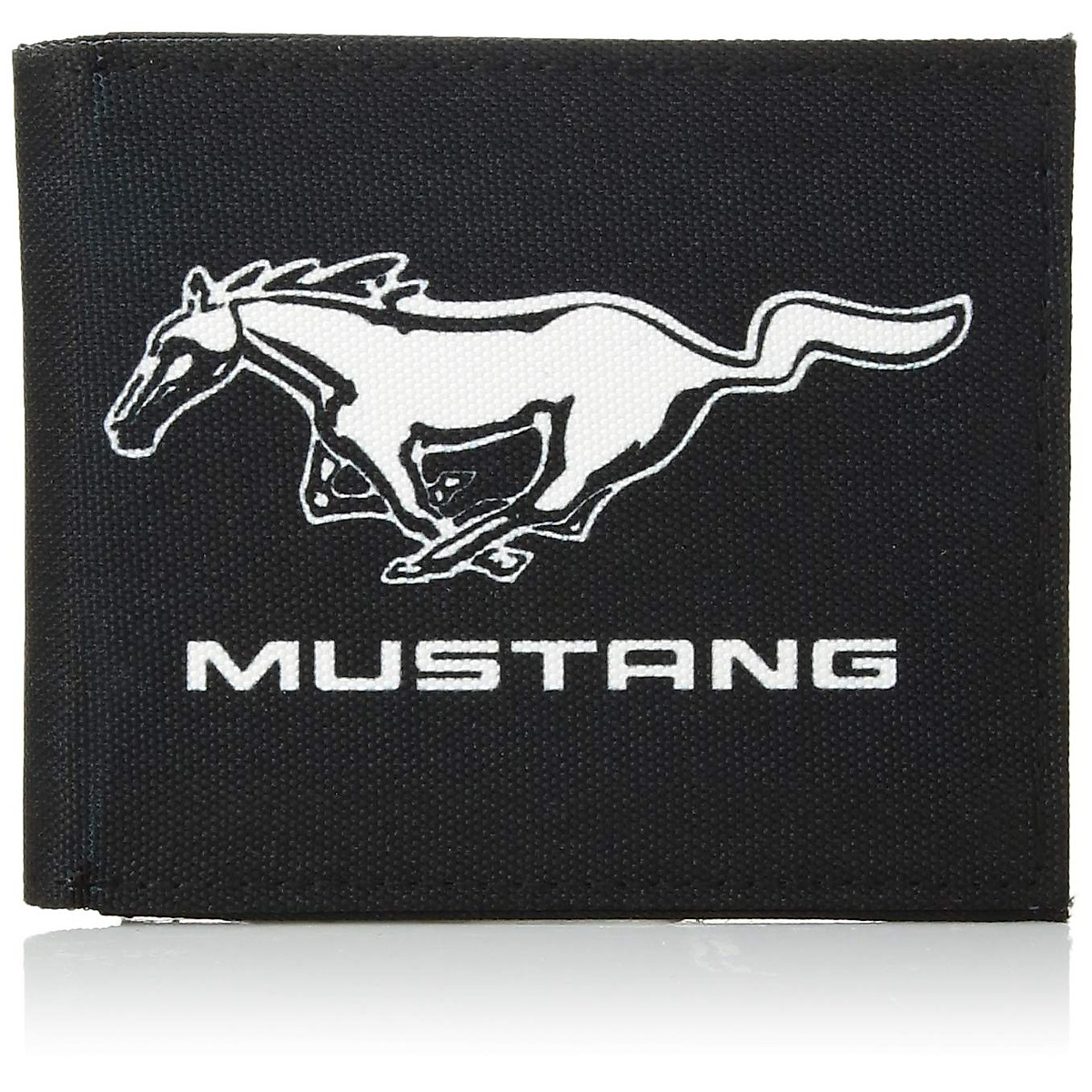 Buckle-Down mens Buckle-down Canvas Bifold - Ford Mustang Black/White Logo Centered Wallet, Multicolor, 4.0 x 3.5 US