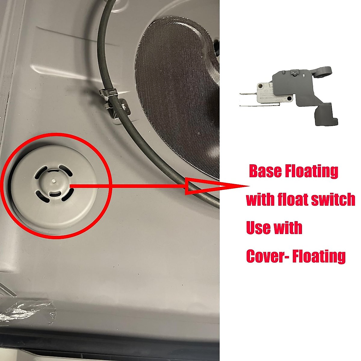 D.I.Accessa DD81-02238A Base Floating with float switch DD81-02239A Compatiable for Samsung Dishwasher DW80R2031 Series (Match For DD81-02243A Cover- Floating）
