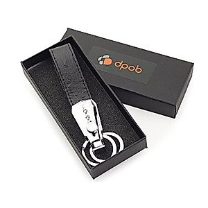 dpob Luxury Ostrich Grain Leather Valet Keychain - Designer Key Chain with 3 Detachable Key Rings (Black)