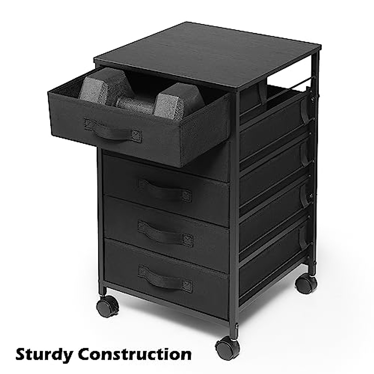 TOPSKY Mobile Cabinet, Fabric Storage Tower with Anti-Drop Drawers for Home Office (Black, 5 Drawers)