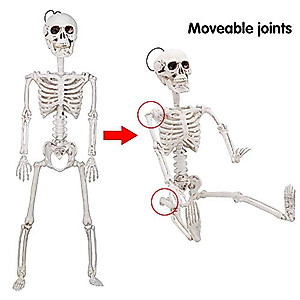 JOYIN 2 Halloween Decoration 24” Pose-N-Stay Full Body Skeleton Plastic Bone with Posable Joints for Pose Skeleton Indoor/Outdoor Spooky Scene Photo Prop Party Favors Décor