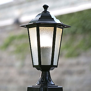 MODEBHD 33cm, Outdoor LED Waterproof Column Lamp Super Bright Patio Lawn Light Villa Door Decoration Garden Post Light E27 Antique Aluminum Pillar Lamp Waterproof External Garage Fence Post Lights