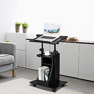 VINGLI Lectern Podium Stand, Mobile Height Adjustable Church Classroom Lecture, Portable Presentation Concert Podium, Reading or Laptop Desk with Edge Stopper, Black