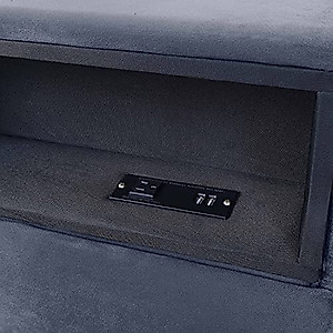 Furniture of America Halifax Modern Storage Fabric California King-Size Bed with USB for Bedroom, Guest Room Bed, Gray