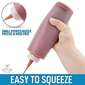 Zulay 2 Pack Condiment Squeeze Bottle - 17oz Plastic Squeeze Bottles With Caps - Sauce Bottle With Wide Mouth & Small Pointed Nozzle for Ketchup, Mustard, Olive Oil, Glue, and More