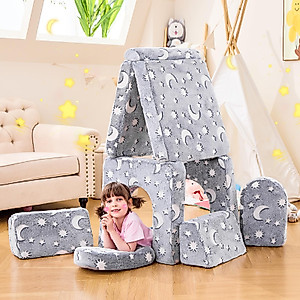 IFNOW Modular Kids Play Couch,Toddler Couch Kids Sofa,Child Sectional Sofa,Bedroom and Playroom Furniture for Toddlers,Convertible Foam and Floor Cushion for Boys and Girls,Glow in The Dark,Star