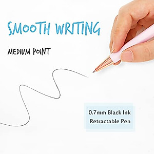 Moon Messenger Pretty Rose Gold Hexagon Gel Pens, 0.7mm Black Ink, 5-Pack, Pink Pen Set for Women and Men (Assorted 06)