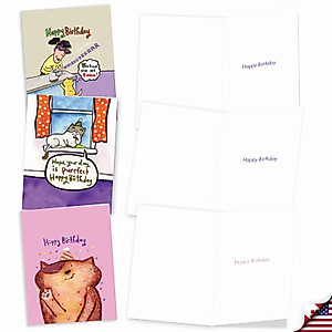 The Best Card Company - 10 Cute Birthday Note Cards with Envelopes (4 x 5.12 Inch) - Pets and Animal Notecards, Boxed Assortment - Kitty Birthday M3791BDG-B1x10