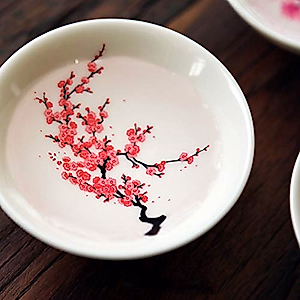 Japanese Cherry Blossoms Sake Cup, Cold and Hot Temperature Color Change Tea Cup, Magic Cherry blossoms Flower Display Ceramic Teacup Gift (HOT&COLD Changing Cherry Blossom)
