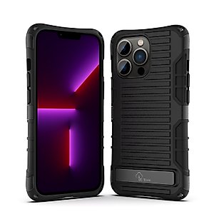 E-Tree Shockproof Case for iPhone 13 Pro, [Dual Layar Protection] [Military Grade Anti-Drop] [Built-in Kickstand] [Rugged & Durable], for Apple iPhone13 Pro, Black