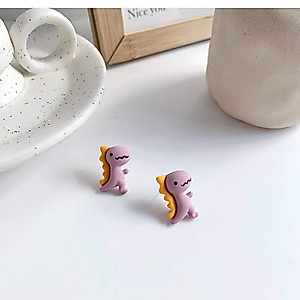 Caiyao Cute Dinosaur Stud Earrings Resin Funny Animal Dangle Earrings Necklace Set for Women-Style 1