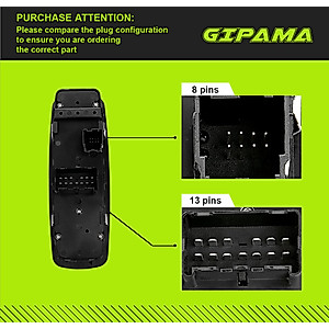 Gipama 901-486 Power Window Switch for 2011-2016 Dodge Journey, Replaces# 68084001AD, 68084001AC, 68084001AB,8+13 PINS（Driver Side