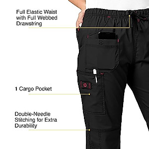 WonderWink Women's Wonderflex Faith Scrub Pant, Black, Large