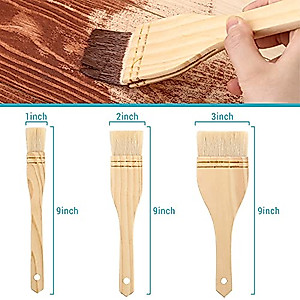 3 Pieces Flat Hake Brushes Hake Paint Brush Artist Painting Brushes Set Sheep Hair Bristles Wash Brush for Watercolor, Wash, Ceramic and Pottery Painting (9 x 1 Inches, 9 x 2 Inches, 9 x 3 Inches)