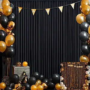Black Backdrop Curtain for Parties Wrinkle Free Black Photo Curtains Backdrop Drapes Fabric Decoration for Birthday Party Wedding 5ft x 8ft,2 Panels