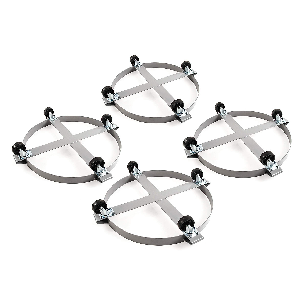 4 Heavy Duty Drum Dollies 1000 Pound - 55 Gallon Swivel Casters Wheel Steel Frame Non Tipping Hand Truck Capacity Dolly