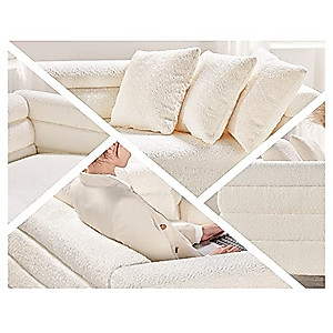AMERLIFE Sofa, 3 Piece Set 85 inch Oversized Sofa- Comfy Sofa Couch, 3 Seater Sofa and Loveseat for Living Room- Bouclé Deep Seat Sofa White