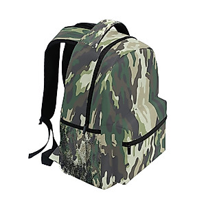 Camo Camouflage Forest Military School Backpack for Teen Girls Boys Lightweight Student Backpack Travel Bookbag Laptop Casual Daypack