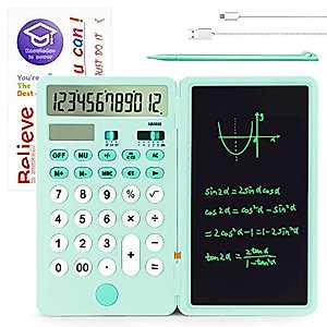 Aucanla Calculator with Notepad,12-Digit Large Display Desk Calculator,Rechargeable and Solar Basic Calculator for Office,School and Business