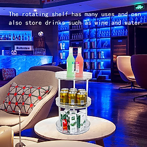 YSJYBLDS Turnable Cabinet Organizer 3 Tier 360 Rotating Lazy Susan Transparent PET Plastic Large Rotating Shelf Used For Kitchen Spices Bathroom Cosmetic Organizing, Clear, 10.6 x10.6 x16.8in