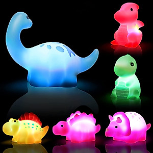 Dinosaur Bath Toys Light-Up Cibolar 6 Packs Floating Bath Toys Set for Baby Toddlers Kids in Birthday Easter Christmas Shower Pool Bath Toys Boys Girls Children Preschool Bathtub Bathroom