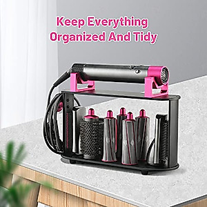 Storage Holder for Dyson Airwrap Styler, 8-Holes Countertop Bracket Organizer Stand Storage Rack for Hair Curling Iron Wand Barrels Brushes Diffuser Nozzles for Home Bedroom Bathroom - Aluminum Alloy