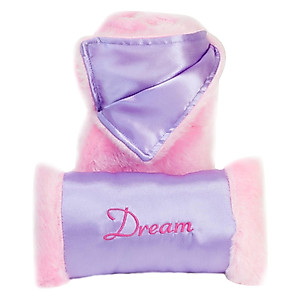 Sophia's Fur and Satin Sleeping Bag and Dream Embroidered Pillow for 18 Inch Dolls, Pink/Purple