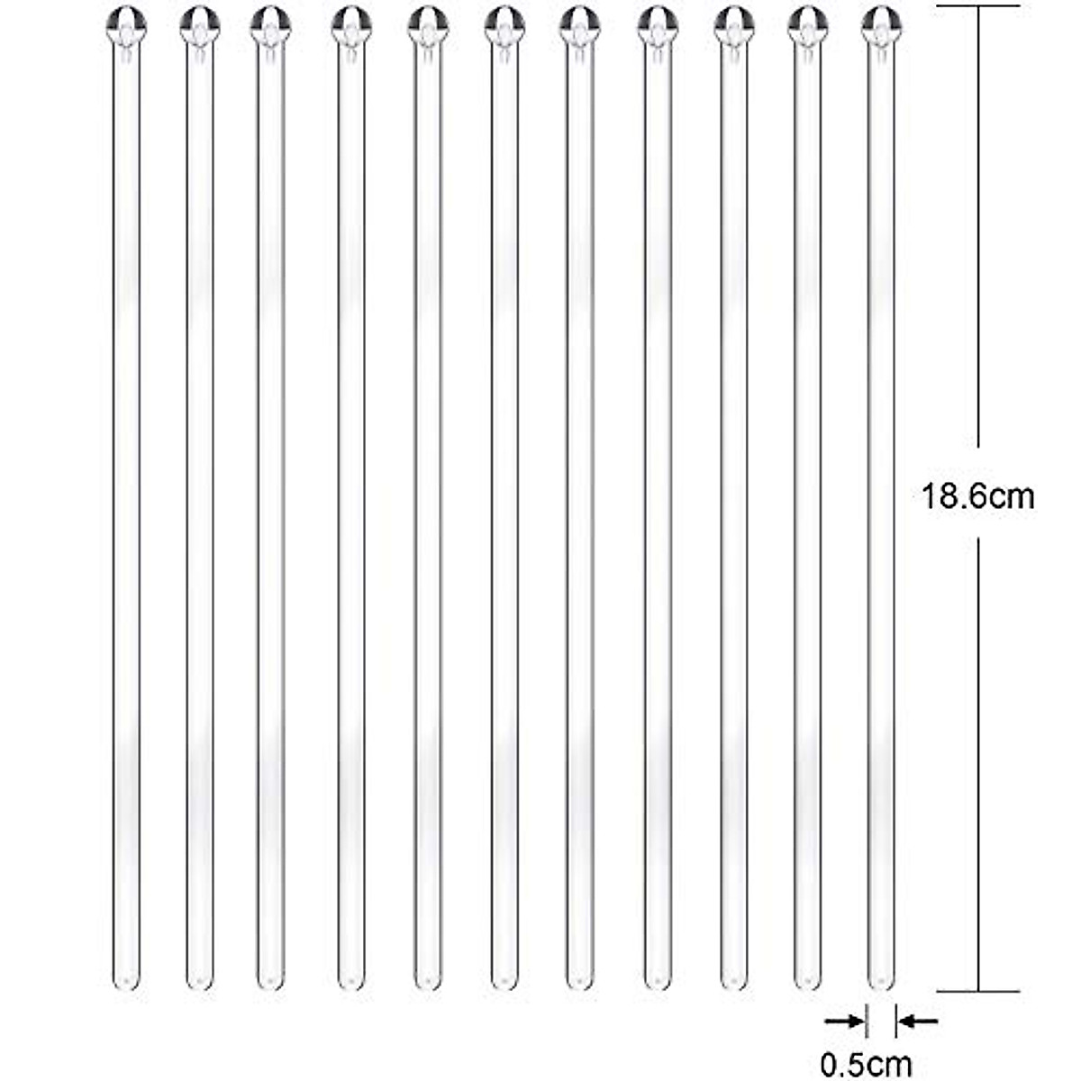 Ball Head Stirrer Disposible Plastic Round Top Crystal Swizzle Sticks ，Crystal Cake Pops, Cocktail Coffee Drink Stirrers 100 Pieces (Clear)