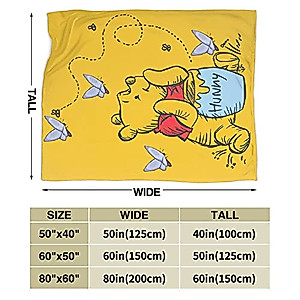 Jvolxui Cute Cartoon Bear Blanket Super Soft Flannel Blanket Luxury Warm Plush Bedding for Sofa Living Room Bedroom, Black1, S 50''x40''