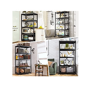 REIBII Storage Shelves for Storage with Wheels 5 Tier Heavy Duty Metal Shelving Unit 1156LBS Adjustable Shelving Units and Storage Rack Kitchen Garage Shelf 65.4" H*31.5" W*15.7" D