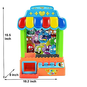 JOYIN 32Pcs Claw Machine Toys with Lights & Sounds, Mini Arcade Machine with 10 Plush Animal Characters and 8 Capsules, Electronic Claw Game Vending Grabber Machine for Kids Birthday Gift