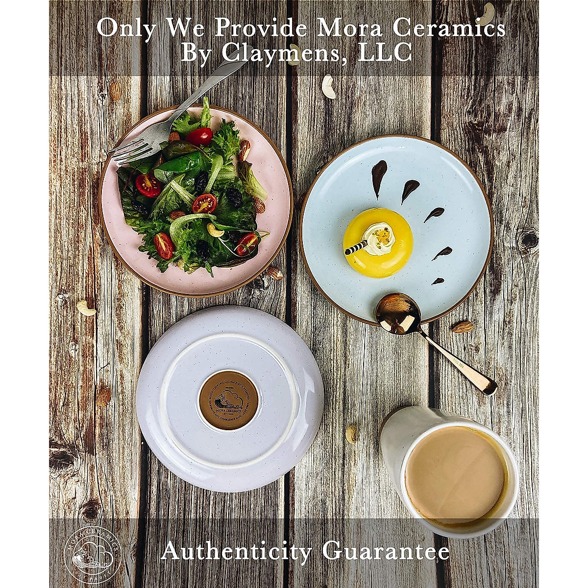 Mora Ceramic Dinner Plates, Salad Plates, Cereal Bowls Bundle. Microwave, Oven and Dishwasher Safe, Scratch Resistant, Modern Dinnerware - Assorted Colors